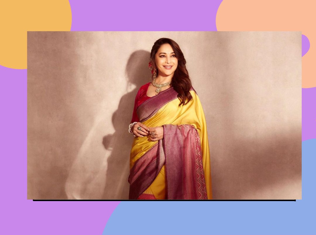 Take Styling Cues From Madhuri Dixit Gaurang Shahs Saree Look This Diwali In Hindi दिवाली पर 